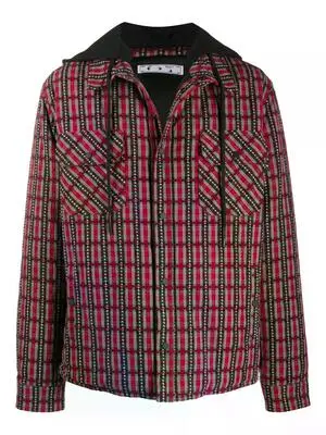 Off-White Check-pattern Hooded Jacket - Red