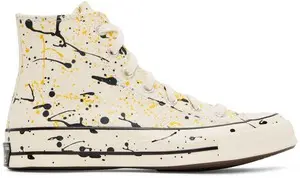 CONVERSE Converse Off-White Paint Splatter Chuck 70 Hi Sneakers - Egret/black/amarillo