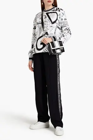 Dolce & Gabbana Stretch-crepe Track Pants With Monogrammed Trims