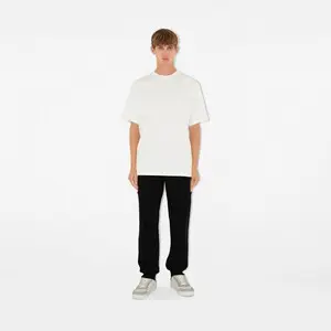 Burberry Check Panel Cotton Jogging Pants - Black/archive Beige