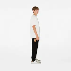 Burberry Check Panel Cotton Jogging Pants - Black/archive Beige