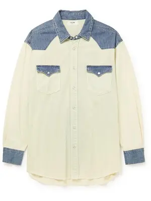 Celine Two-tone Denim Western Shirt