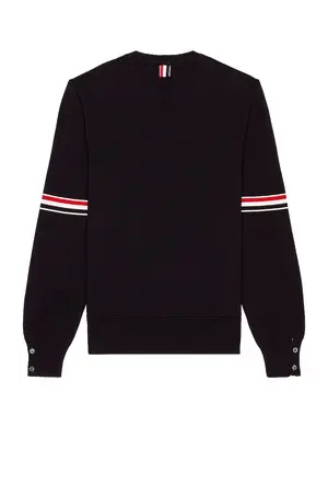 Thom Browne Milano Stitch Armband Cotton Sweater - Navy