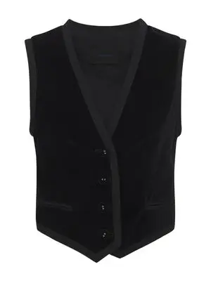 Costarellos Buttoned Cotton Velvet Vest - Black
