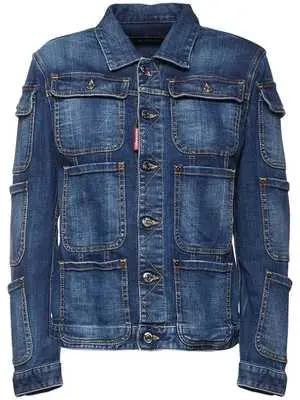 Dsquared2 Vintage Wash Cotton Denim Jacket - Blue