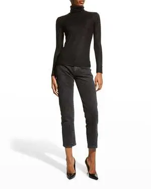 Majestic Filatures Majestic Filatures Metallic Turtleneck Top Black