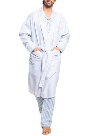 PETITE PLUME Cotton Flannel Robe - White