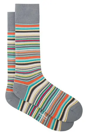Paul Smith Paul Smith Stripe Cotton-Blend Crew Socks Slate