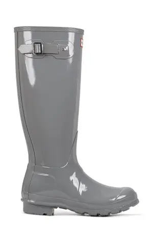 Hunter Refined Tall Gloss Rain Boots - Tundra Grey