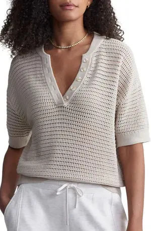 Varley Varley Callie Sheer Knit Cotton Top Peyote