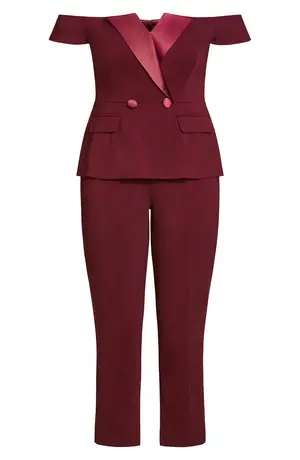 City Chic Off-the-shoulder Jumpsuit With Peplum Waist