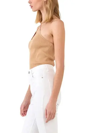 GREY LAB Crossover Rib Halter Tank - Nude