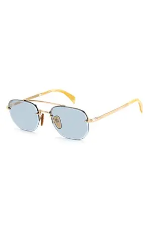 DB EYEWEAR BY DAVID BECKHAM 53mm Geometric Sunglasses - Gold Beige Horn