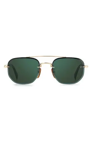 DB EYEWEAR BY DAVID BECKHAM David Beckham Eyewear 53mm Geometric Sunglasses Gold Havana / Green Mirror