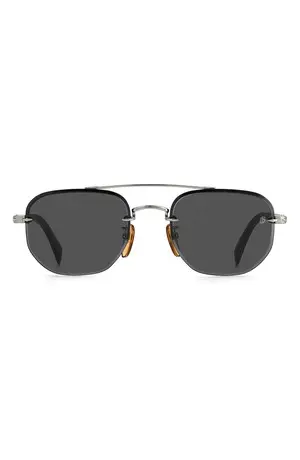 DB EYEWEAR BY DAVID BECKHAM David Beckham Eyewear 53mm Geometric Sunglasses Ruthenium Black / Grey