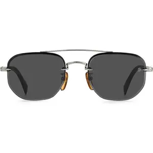 DB EYEWEAR BY DAVID BECKHAM 53mm Geometric Sunglasses - Ruthenium Black