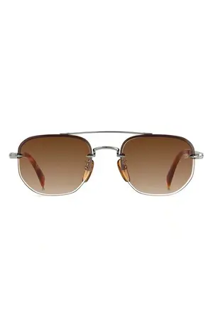 DB EYEWEAR BY DAVID BECKHAM David Beckham Eyewear 53mm Geometric Sunglasses Ruthenium Havana / Brown