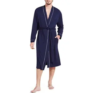 Eberjey William Stretch Tencel® Modal Robe - True Navy/ivory