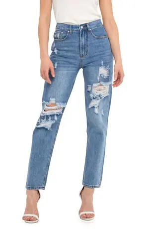 GREY LAB 90s Distressed Jeans - Medium Blue