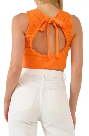 GREY LAB Open Back Knit Crop Top - Orange
