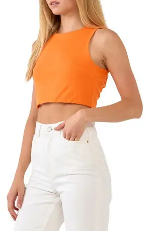 GREY LAB Open Back Knit Crop Top - Orange