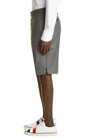 Thom Browne Back Strap Flat Front Wool Shorts