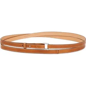 Lafayette 148 Copper Brown Leather Skinny Belt Lafayette 148 New York L-Beam Leather Skinny Belt - Copper  main image 2
