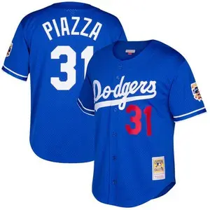 Mitchell & Ness Mike Piazza Los Angeles Dodgers Cooperstown Collection Mesh Batting Practice Button-up Jersey