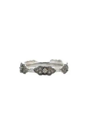 Armenta New World Scrollwork Diamond Stackable Ring - Silver
