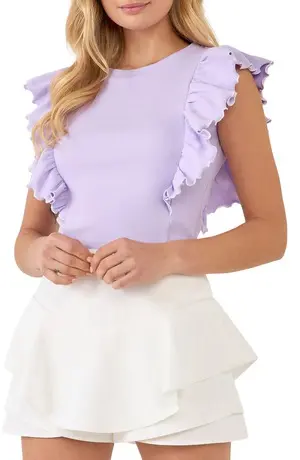 English Factory English Factory Merrow Ruffle Top Lilac/ White