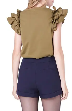 English Factory Ruffle Sleeve Cotton Top