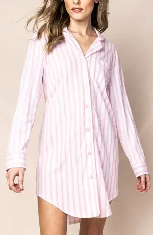 PETITE PLUME Stripe Cotton Nightshirt - Pink
