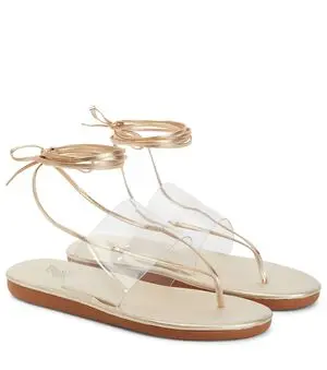 ANCIENT GREEK SANDALS Eygenia Leather And Pvc Sandals - Metallic