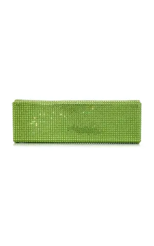 Amina Muaddi Amini Paloma Crystal-Embellished Satin Clutch Purple