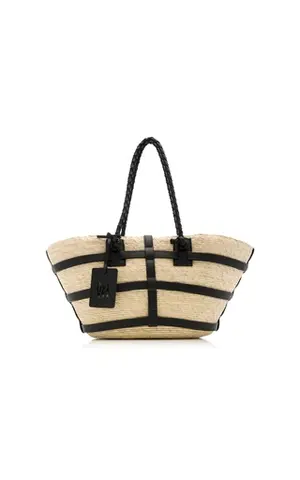 Altuzarra Watermill Small Leather-trimmed Raffia Tote Bag