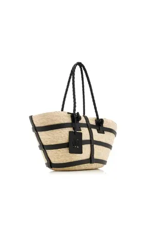Altuzarra Watermill Small Leather-trimmed Raffia Tote Bag