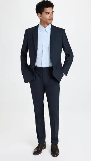 Theory Mayer Stretch Wool Pants - Navy