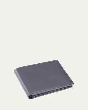 ROYCE NEW YORK Personalized Leather Rfid-blocking Trifold Wallet Navy Blue