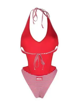 DIESEL® Stripe-trimmed Halter Swimsuit