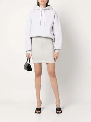 Alexander Wang Rubberised Logo Cotton Hoodie - Grey