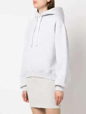 Alexander Wang Rubberised Logo Cotton Hoodie - Grey
