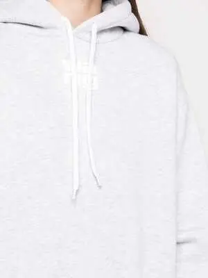 Alexander Wang Rubberised Logo Cotton Hoodie - Grey