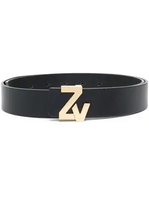 Zadig&Voltaire Logo Plaque Leather Belt - Black