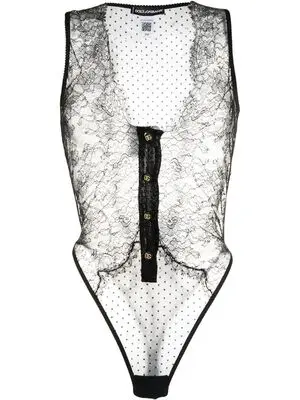 Dolce & Gabbana Plunging Sheer Lace Bodysuit