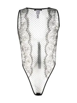 Dolce & Gabbana Plunging Sheer Lace Bodysuit