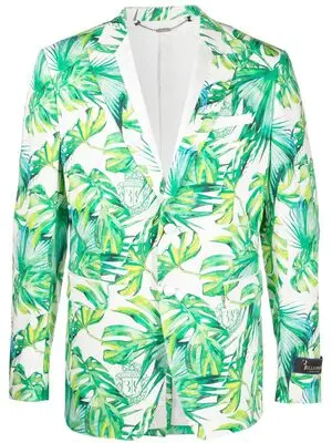 BILLIONAIRE Palm-tree Print Blazer - White