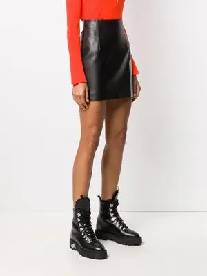 Off-White Graffiti Detail Mini Leather Skirt