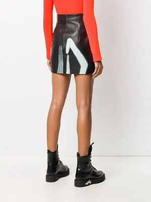 Off-White Graffiti Detail Mini Leather Skirt