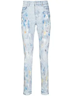 PURPLE BRAND Paint-splatter Slim Jeans