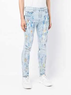 PURPLE BRAND Paint-splatter Slim Jeans